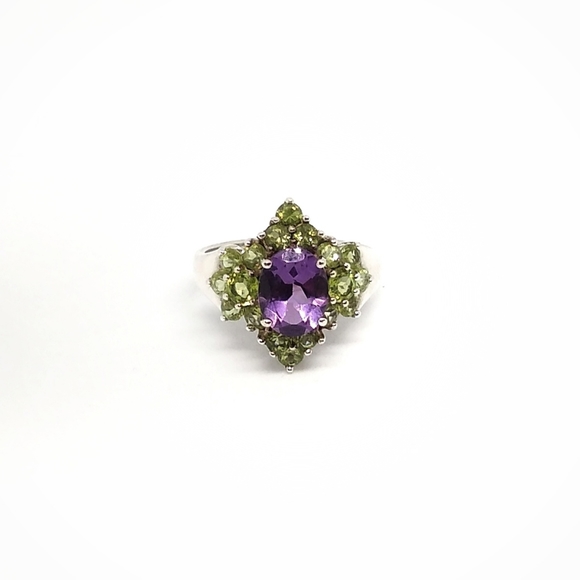 Seta | Jewelry | Vintage Seta Amethyst And Peridot Cluster Coctail Ring ...